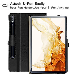 ZtotopCases for Samsung Galaxy Tab S8/S7 Case 11 Inch(SM-X700/X706/T870/T875/T878), PU Leather Folding Stand Cover with Auto Sleep/Wake & Multiple Viewing Angles, Support S Pen, Black