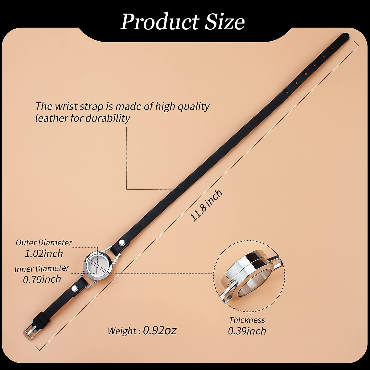 Africanbeads 316L Stainless Steel Memory Floating Locket Bracelet with 3 Pearls,fit 6-7mm Freshwater Pearls or Gems,Colorful Leather Charm Bangles for Women(Black)