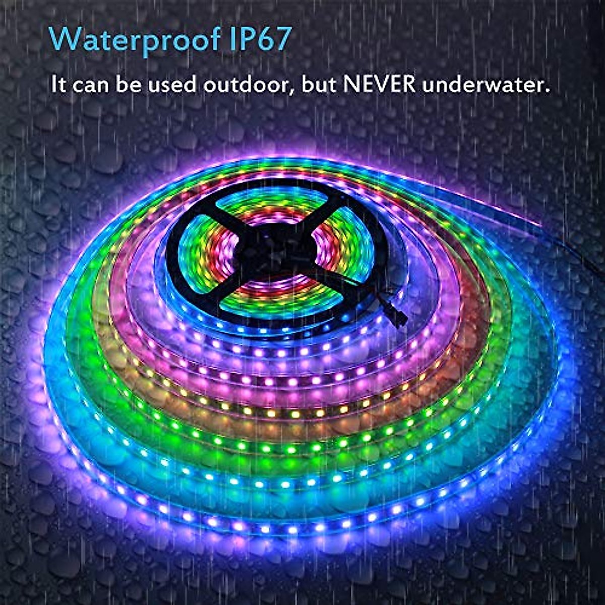 ALITOVE 32.8ft Addressable RGB LED Strip Light WS2811 Dream Color Digital Programmable Flexible LED Pixel Tape Light 24V 10m 600 LEDs 5050 SMD Waterproof IP67 Black PCB for Arduino Raspberry Pi