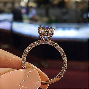 Kuyiuif Rose Gold Cubic Zirconia Promise Rings Grown Halo Engagement Ring for Women Ideal Engagement Ring (8)