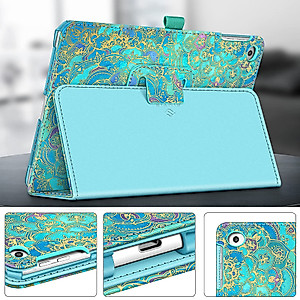 Fintie Folio Case for iPad 6th / 5th Generation (2018/2017), iPad Air 2 / Air 1 (9.7 Inch) - [Corner Protection] Premium Vegan Leather Stand Cover, Shades of Blue