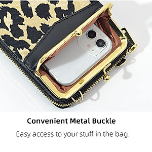 Women Leopard Crossbody Bag Cell Phone Purse Wallet for iPhone 15 Pro Max, 15 Pro, 15 Plus, 15, for Samsung Galaxy S23 FE, A05s, A05, F34, M34 5G, F54, A24 4G, F14, M54, A54