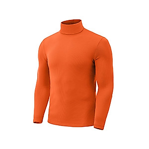 Zengjo Thermal Base Layer Men Turtlenck Long Sleeve(Orange,S)