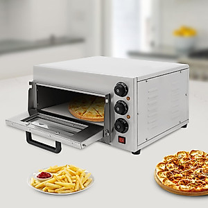 Electric Pizza Oven, Indoor Countertop Pizza Oven with Handle & Removable Tray, Adjustable Temp, Commercial Pizza Maker for Kitchen, Camping, Party