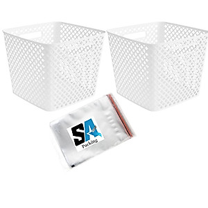 Generic SA Packing 2 Pack Mainstays White 13"" Cube Decorative Storage Basket