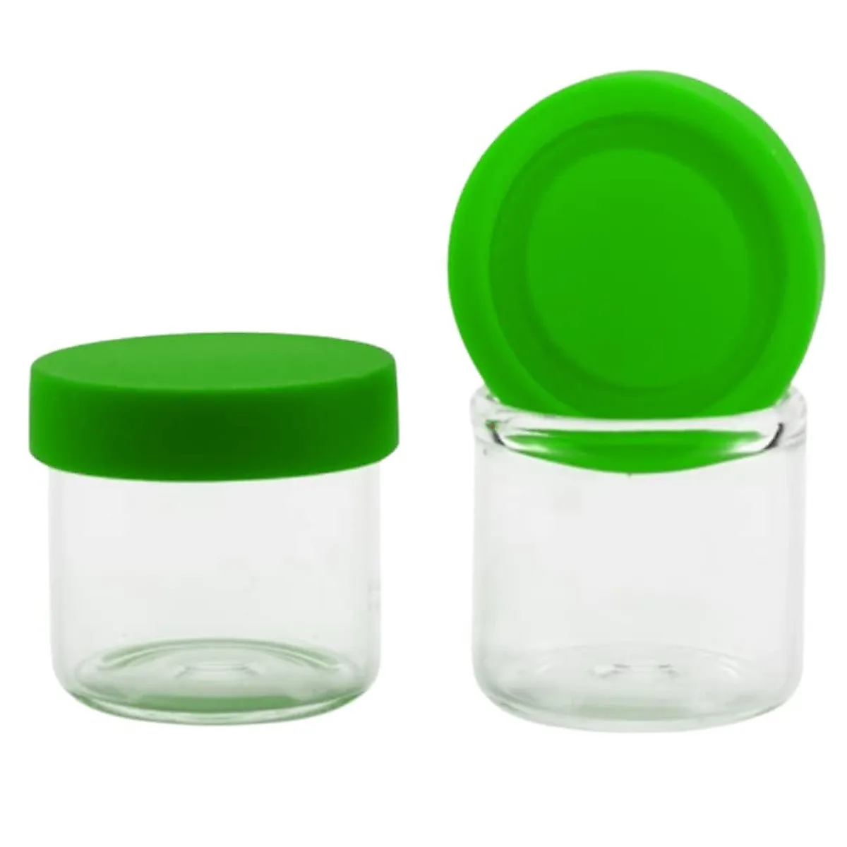 BananaOG Concentrate Dab Containers Glass Jar with Silicone Lid, 6ml Round, 100 pack, Green