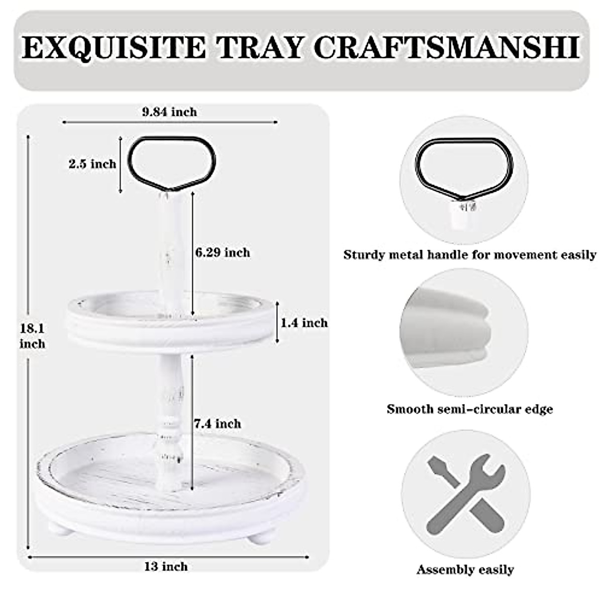 Farmhouse Two Tiered Tray Decor Set - with 7 Pcs Wooden Tier Tray Decor Signs for Home Kitchen Dinning Table Shelf Coffee Station Entryway Decorations