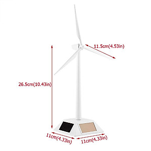 Solar Powered 3D Windmill Assembled Model Craft Kids Children Education Learning Fun Toy Gift ABS Plastics Wind Turbine White for Home Desktop Decor Garden Ornament