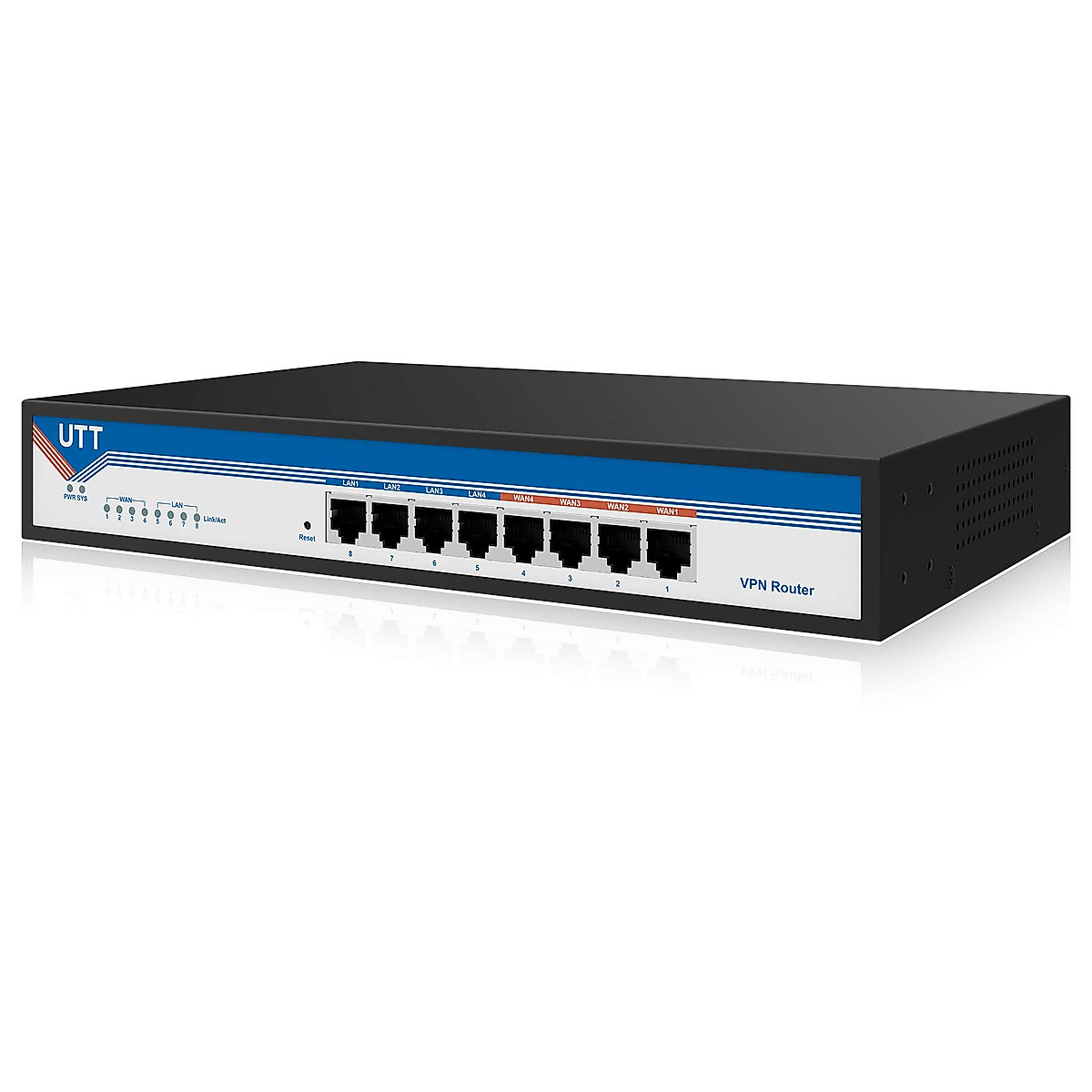 UTT ER520 4 WAN Ports Router with 4 100M WAN Ports 4 100M LAN Ports, Wired VPN Router with Load Balance & Failover, IPSec and PPTP VPN, Access Control, for Home and Small Business