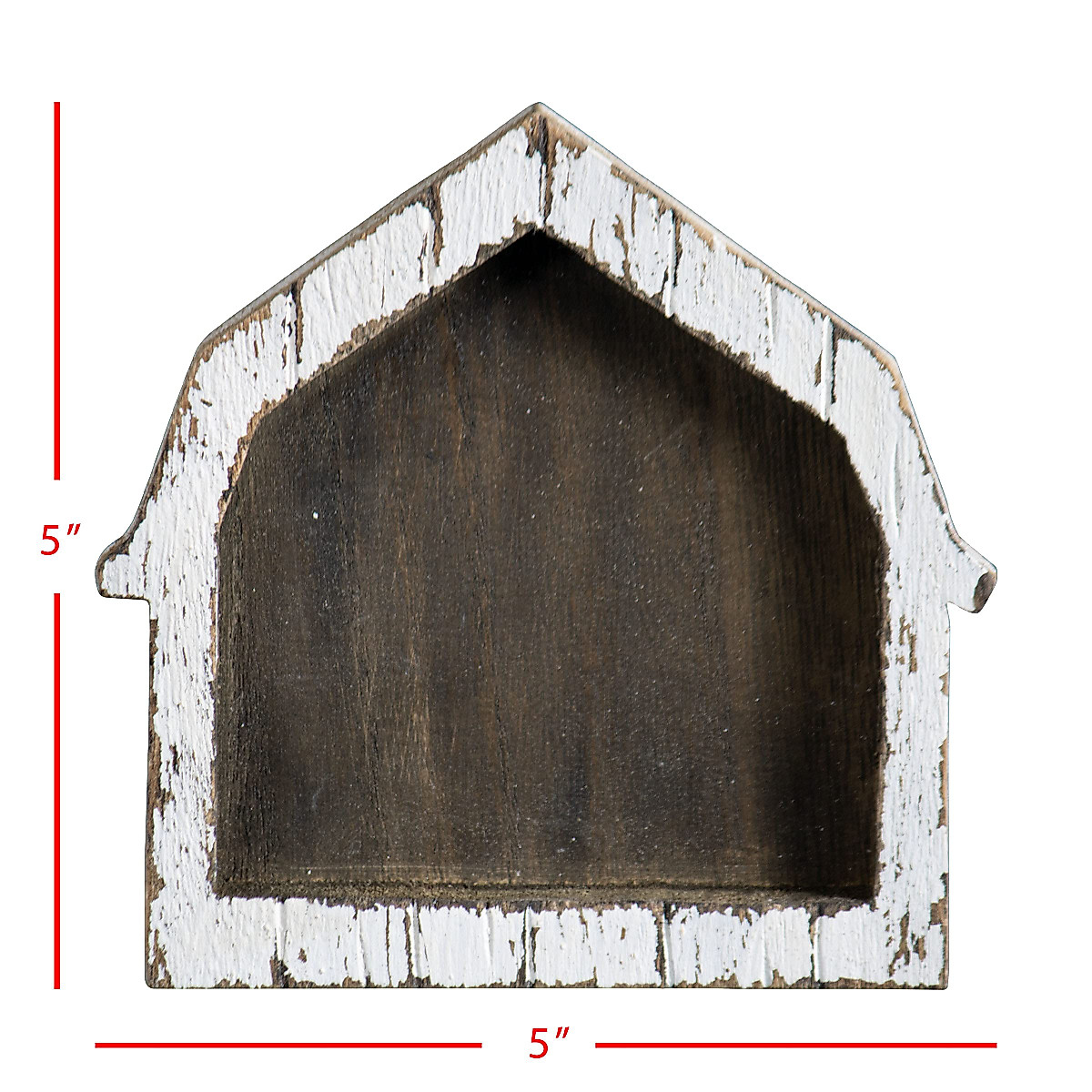 Foreside Home & Garden White Rustic Antique Wood Barn Shaped Decorative Storage Trinket Tray