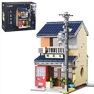 MISINI C66010W Japanese Tea House Building Blocks Set, MOC CaDA Bricks Street View House Building Kit with Lighting Set, Awesome Building Toys Gift for Kids and Adults, New 2023 (1200 pcs)