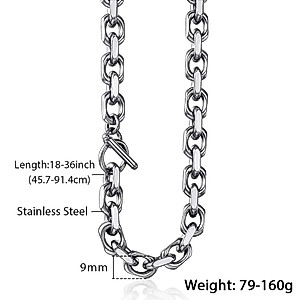 Trendsmax Mens Womens Stainless Steel Necklace Cable Rolo Link Chain 18 inch