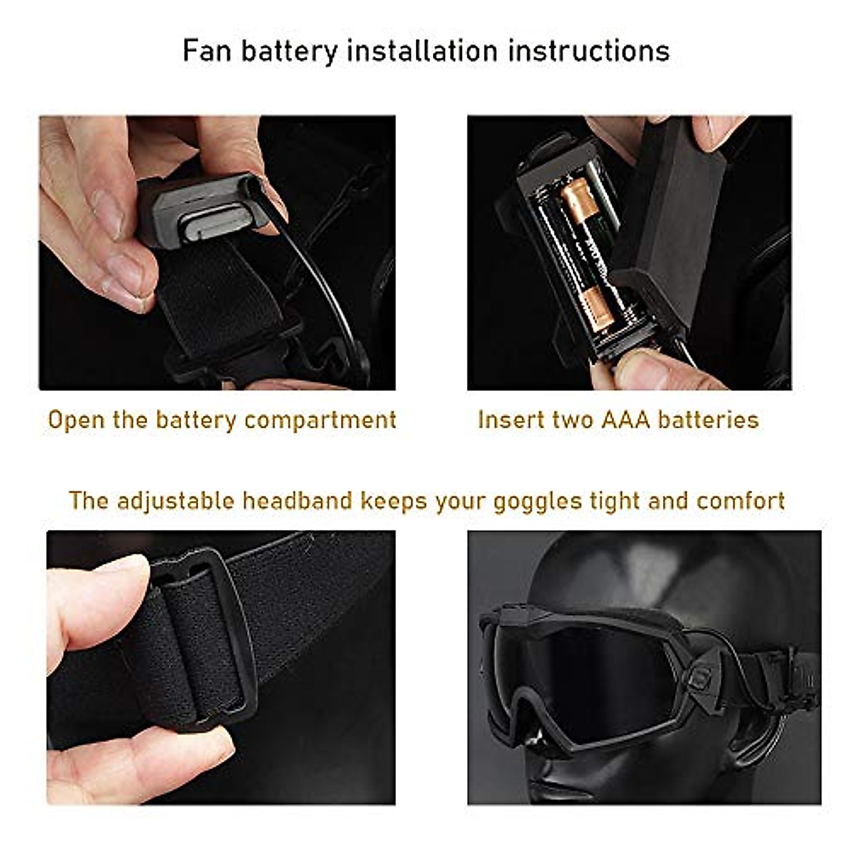 PAIRSOFTWIN Airsoft Tactical Goggles with Fan Anti Fog and 2 Lens