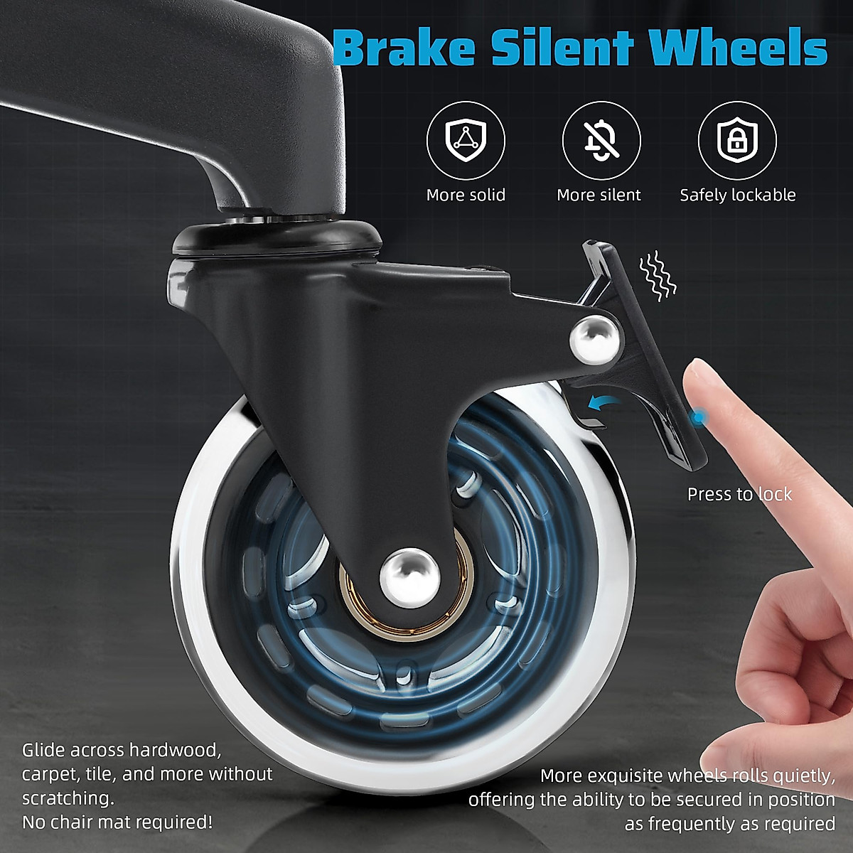 High Back Office Chair with Locking Wheels, Large Executive Desk Chair, Flip Arms Adjustable Lumbar Support, Ergonomic Synthetic Leather Computer Chair Prevents Cats Scratching, Thick Padded, Black