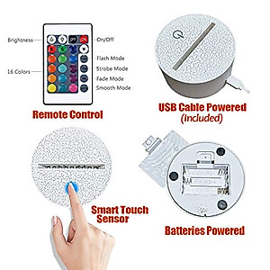 ZoyinGifts 3D Soccer Night Lights Illusion LED Lamps Remote Controller USB Powered RGB Colors Changeable Gifts for Boys Football Lovers for Birthdday Christmas(Soccer)
