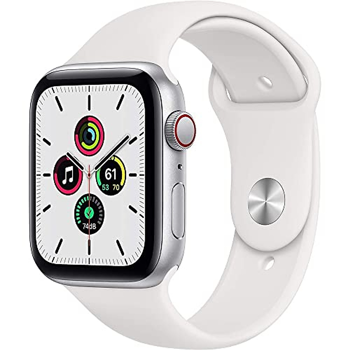 Apple Watch SE (GPS + Cellular, 40mm) - Silver Aluminum Case with White Sport Band (Renewed)