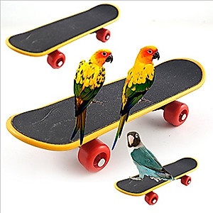 ruiycltd Durable Mini Skateboard Parrot Bird Cage Toy Chew Training Ornaments Gift - Yellow