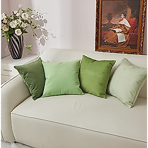 Tayis Green Throw Pillow Covers, Cotton Canvas Soft Square Pillow Cases 18x18 Set of 4, Decorative Pillows Suitable for Sofa Couch Bed Car Home