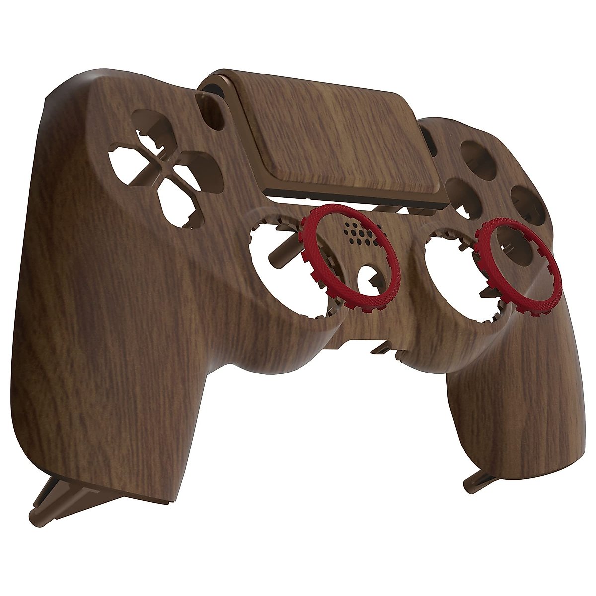eXtremeRate Wood Grain Ghost Replacement Faceplate Touchpad Cover, Redesigned Soft Touch Housing Shell Case Touch Pad Compatible with PS4 Slim Pro Controller JDM-040/050/055 - Controller NOT Included