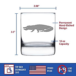 Alligator Whiskey Rocks Glass - Unique Exotic Animal Gifts for Alligator Lovers - 10.25 Oz Glass