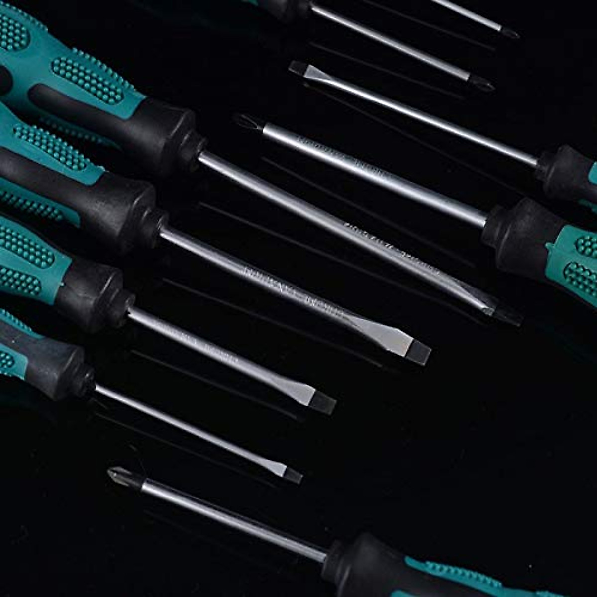 ZRSJ Screwdriver Set, 9pcs Phillips Slotted Screwdriver Set Magnetic Head Repair Tool Kit Manual Repair Tool (Color : Green)
