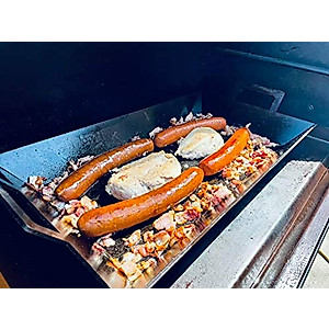 BBQ Hack Skillet Hack,Nonstick Carbon Steel Skillet,Stovetop,Oven,Grill, and Campfire Griddle, Stir Fry,Meats,Breakfast and More,The Perfect Camping Cookware Tool (12" Deep X 21" Wide Skillet Hack)