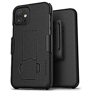 Encased DuraClip Series Designed for iPhone 12 Belt Clip Case - Slim Fit Cover with Holster (Black)