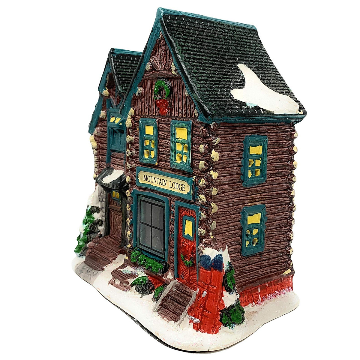 Nt Home Porcelain Christmas Holiday Village Lighted Mountain Lodge