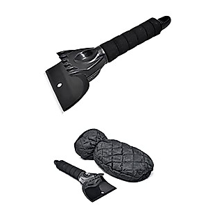 EcoNour Ice Scraper Mitt for Car Windshield + Ice Scraper for Car Windshield | Snow Remover for Cars Windshield Window | Waterproof Snow Scraper Glove with Thick Fleece Lining