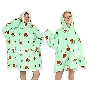 Shamdon Home Collection Wearable Blanket Hoodie,Oversized Sherpa Fleece Sweatshirt Blanket with Giant Hood Pocket and Sleeves for Kids,Gifts for Girls Boys