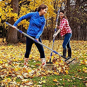 60 inch Adjustable Garden Rake Leaf, Collect Loose Debris Among Delicate Plants, Lawns and Yards, Expandable Head from 15inch to 72 inch. Ideal Garden Rake Tools