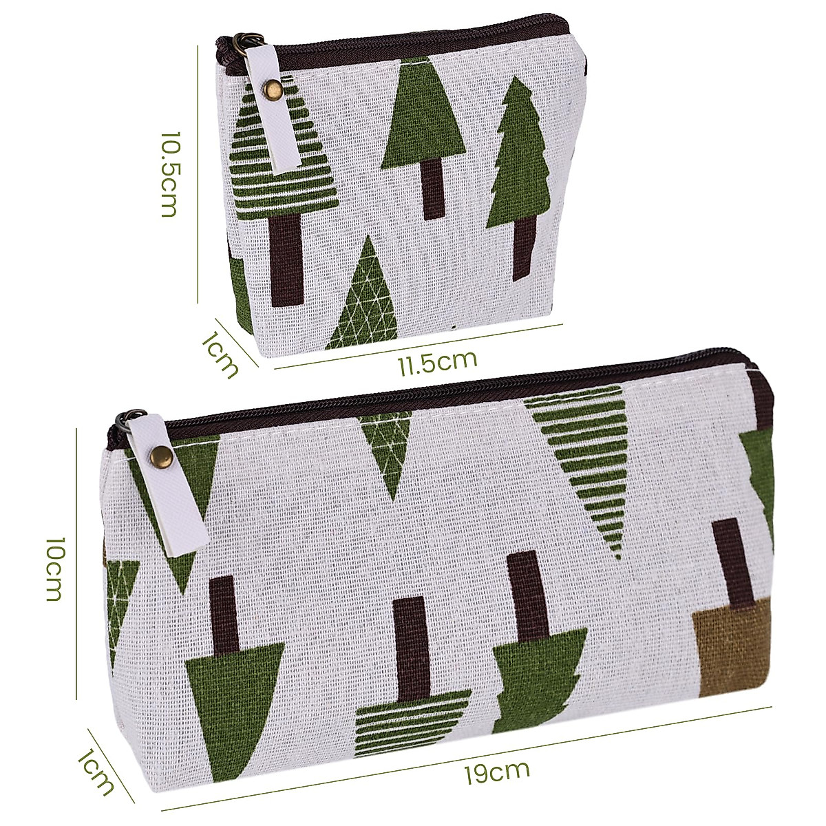 Koogel 10 Packs Canvas Zipper Pencil Bags, 5 Style Pencil Case Pouch Bag Small Cosmetic Makeup Bags Coin Purse Multifunctional Cosmetic Makeup Bag Small Pouches for Purse