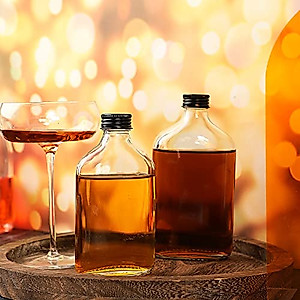 Mini Liquor Bottles Reusable Glass Flask Bottles with Black Caps Clear Empty Alcohol Shot Bottles Small Champagne Bottles DIY Gift for Halloween Birthday Weddings Party Favors (32 Pcs,100 ml)