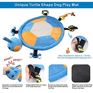 Idepet Dog Play Mat,Puppy Toy Mat with Chew Toys Multiple Dog Puzzle Interactive Toy Pet Playing Mat for Small Medium Dogs Cats,All-in-One (Turtle)