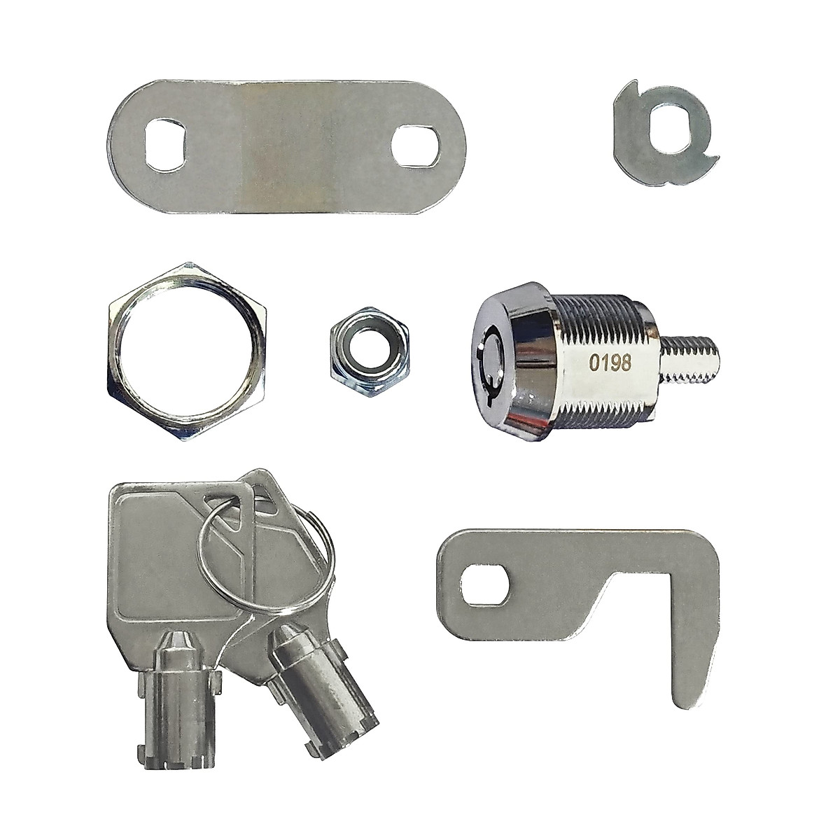 2 Pack Toolbox Lock 5/8" Tubular Cam Replacement Lock Hook Cam Keyed Alike with 4 Keys