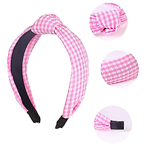 CULHEITE 6 Pieces Seersucker Knotted Headbands for Women Striped Gingham Plaid Hairband Elastic Wide Hair Hoop Summer Holiday Fashion Hair Accessory