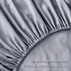 Bedsure Satin Sheets - Grey Satin Sheets Queen Size for Hair and Skin, Gifts for Women