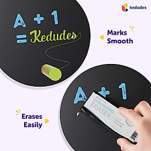Kedudes Non-Toxic Dustless Chalk with Eraser (24 pack) - 12 Colored Chalk + 12 White Chalkboard Chalk and Chalk Board Eraser for Teachers, Sidewalk Chalk for Kids, Outdoor Chalk, School Supplies Chalk