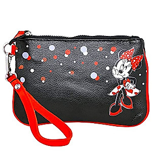 Walt Disney Studio Minnie Mouse Backpack and Wristlet Set - Bundle with Mini 10In Wrist Wallet Carrying Strap (Minnie Gift), backpack,