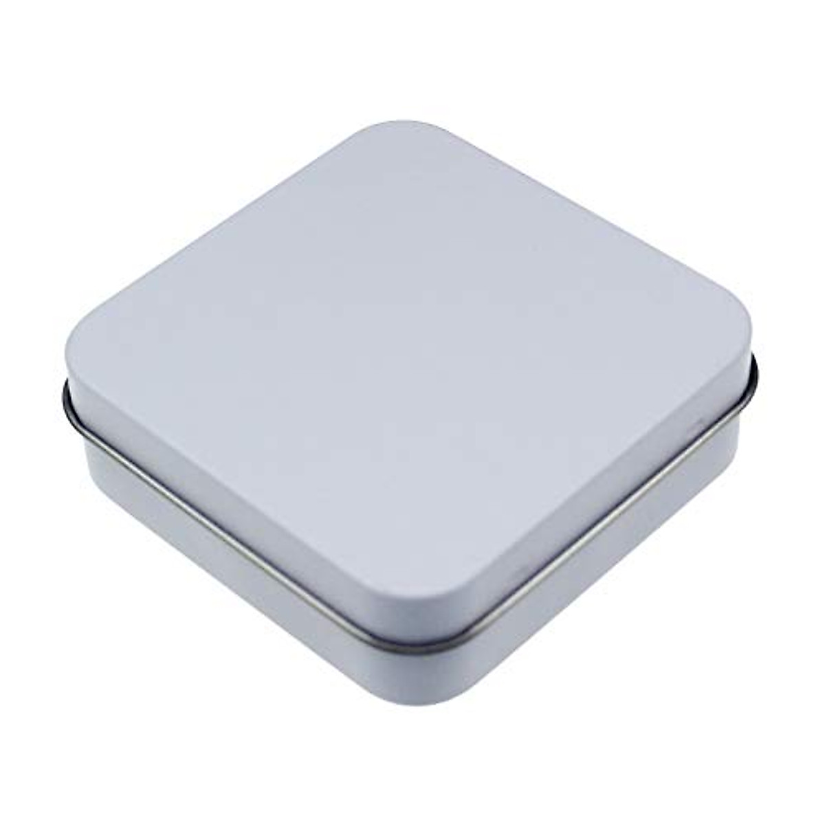 Goodma 12 Pieces Square Metal Empty Tins Home Storage Containers Organizer Mini Box with Hinged Lid, 2.76 x 2.76 x 0.79 inch (White)