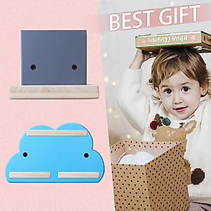 Magnetic Floating Shelf for Toniebox MP3 Audio Player Set - Wooden Wall Shelf Set for Toniebox, Charging Station and 9-12 Tonie Figures, Display & Storage Rack for Tonie - Square + Cloud Design