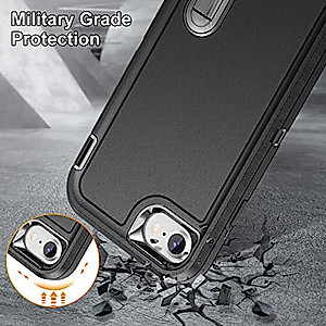 IDweel iPhone SE 2022 Case(3rd Gen),iPhone SE 2020 Case(2rd),iPhone 8/7/6S/6 Case with Stand,Heavy Duty Shockproof Anti-Scratch Protective Hard Case for iPhone SE 2/3nd,iPhone 6S/6/7/8,Black
