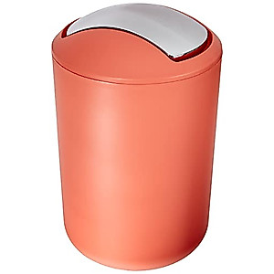 WENKO, Garbage Bin with Swing Lid, Bathroom Trash Can, Waste Basket for Small Spaces, Bedroom, Office, Guest Toilet,1.7 gal, Coral, 7.68 x 7.68 x 12.2 in, 6,5 L