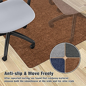 Placoot Desk Chair Mat for Hardwood Floor Corduroy Surface 1/6" Thick 55"x35" Office Chair Mat for Rolling Chairs-100% Large Anti-Slip Backing Under Desk Low-Pile Office Rug Floor Mat for Office/Home
