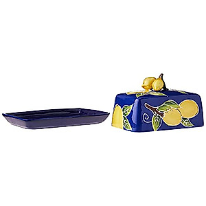 Blue Sky Ceramic Lemon Butter Dish, Multicolor
