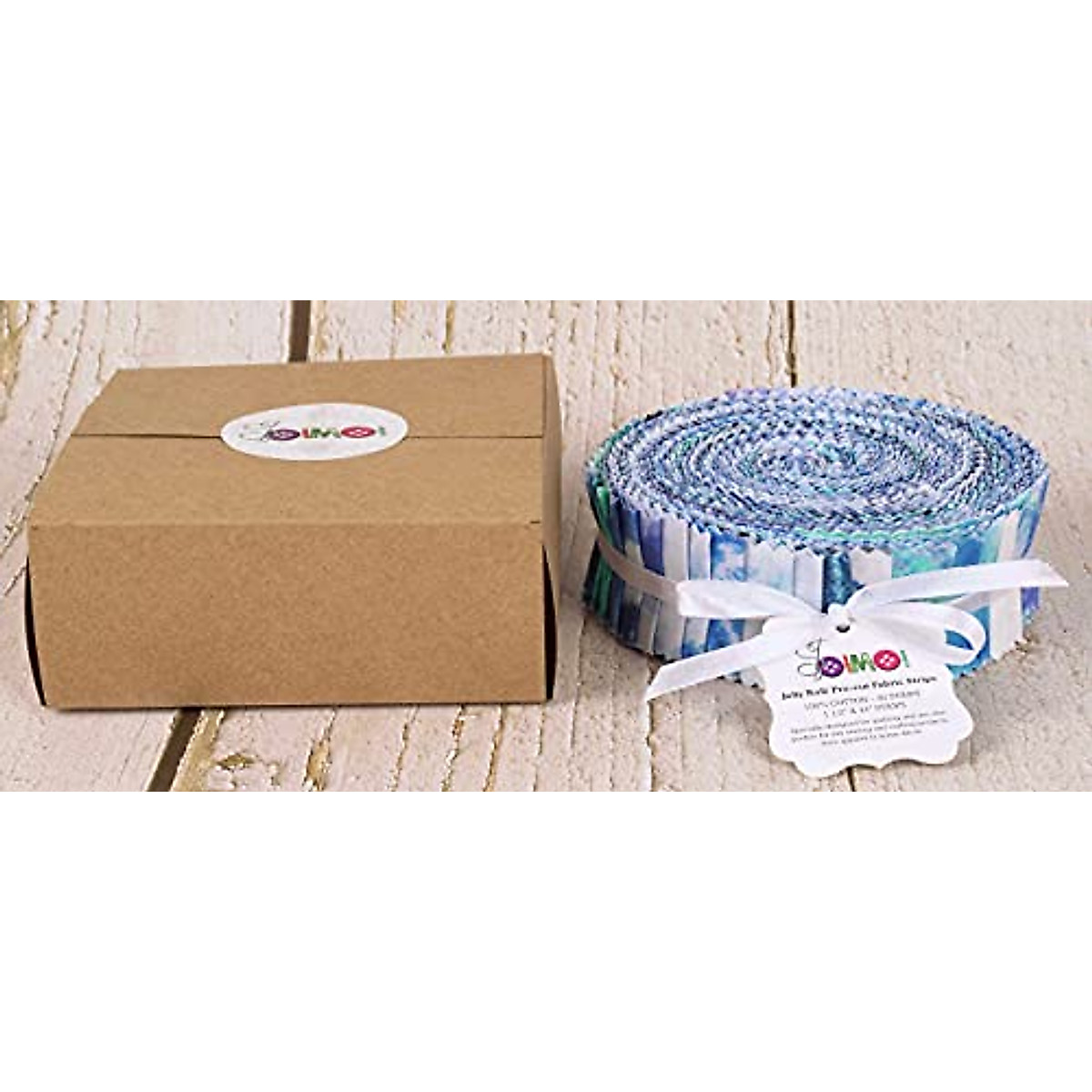 Soimoi 40Pcs Tie Dye Print Precut Fabrics Strips Roll Up 1.5x42inches Cotton Jelly Rolls for Quilting - Blue