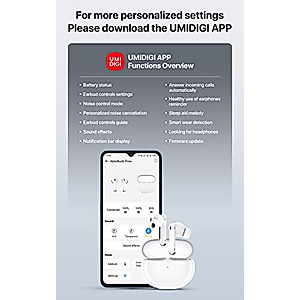 UMIDIGI Wireless Earbuds, AbleBuds Free Earphone Bluetooth Headphones Touch Control Bluetooth 5.2 in-Ear 3 Microphones Call Noise Canceling IP55 Waterproof Bluetooth Earbuds