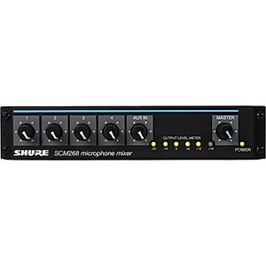 Shure SCM268 4-Channel Microphone Mixer (12V Phantom Power) with 6 Transformers, Built-in Low-Cut Filter and IEC Power Cord Connector