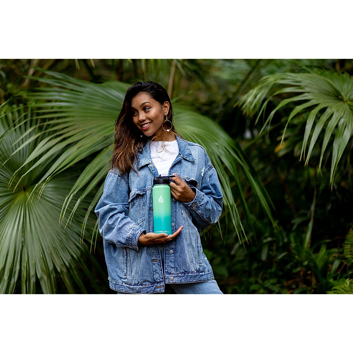 HYDRO CELL Stainless Steel Insulated Water Bottle with Straw - For Cold & Hot Drinks - Metal Vacuum Flask with Screw Cap and Modern Leakproof Sport Thermos for Kids & Adults (Mint/Green 24oz)