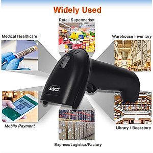Barcode Scanner Wireless QR Code Scanner Support Screen 1D 2D Scan,ADXZZ Handheld Wired Rechargeable Portable Long Range Transmission Bar code Scanners Cordless Barcode Reader for Mobile Payment Store